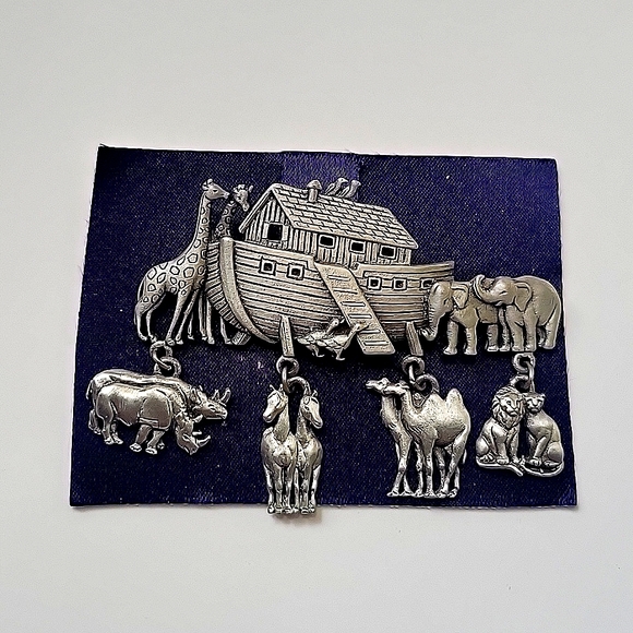 Jonette Jewelry | Jewelry | Noahs Ark Brooch Pewter Color W 4 Pairs Of ...